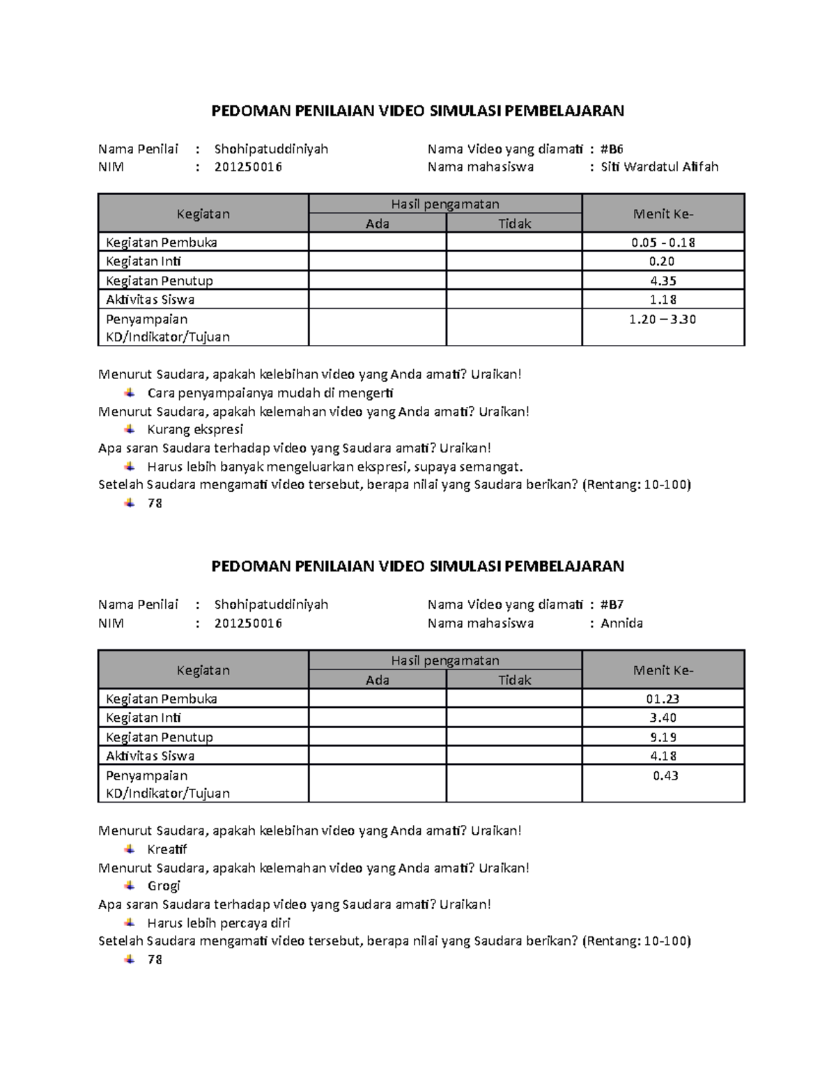 Penilaian Video pembelajaran - PEDOMAN PENILAIAN VIDEO SIMULASI ...