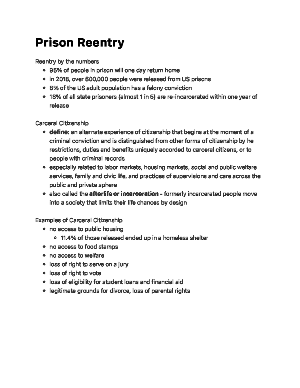 Prison Reentry - Professor: Rachel Ellis - P r i s o n Re e n t r y ...