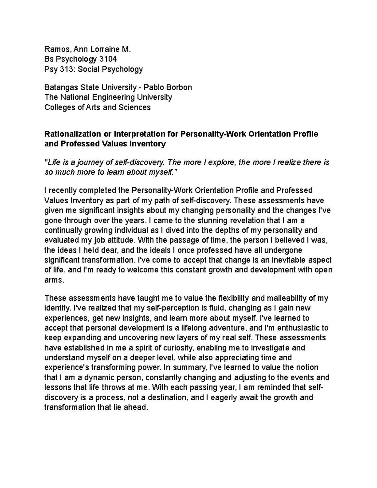 TAKE HOME Activity - work - Ramos, Ann Lorraine M. Bs Psychology 3104 ...