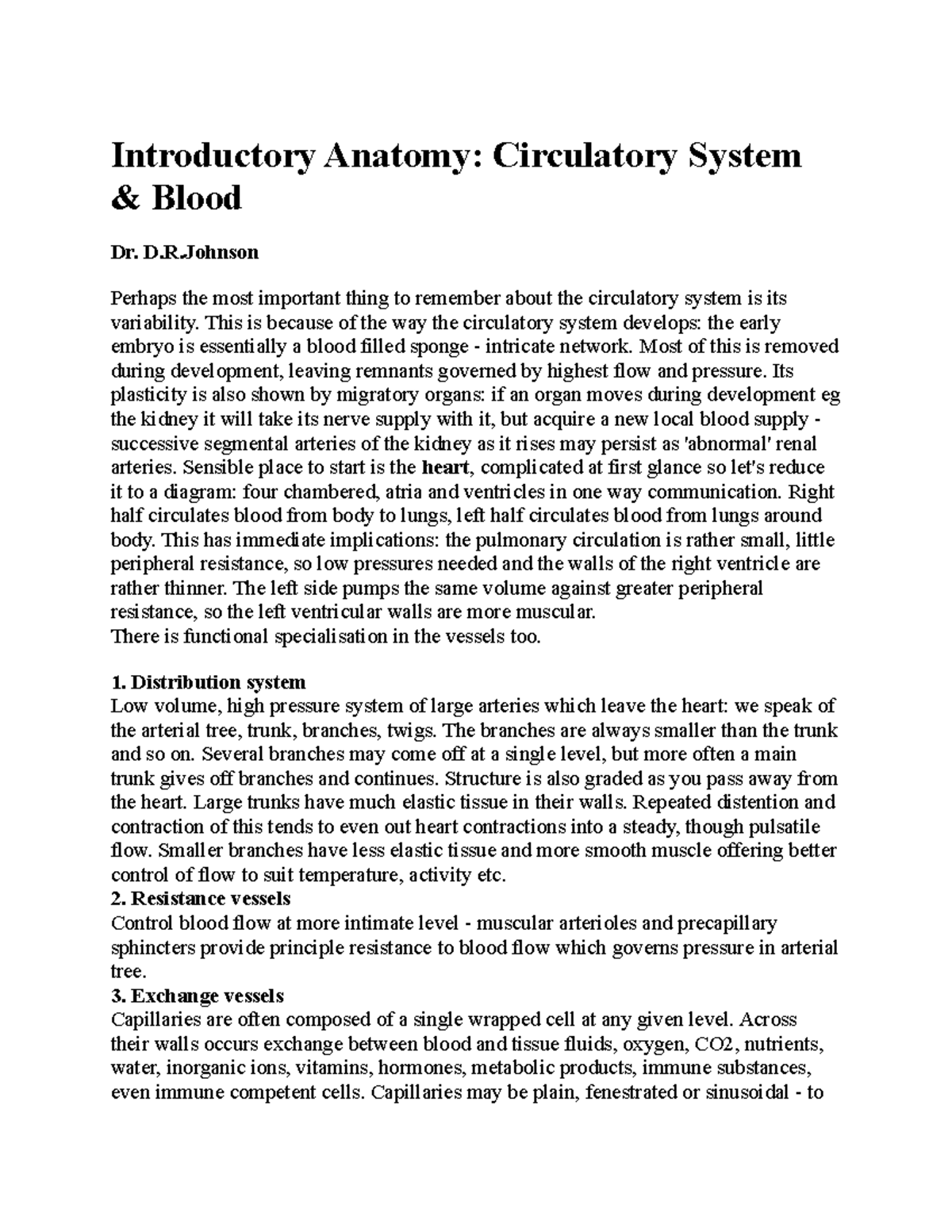 Circulatory System & Blood - Introductory Anatomy: Circulatory System ...