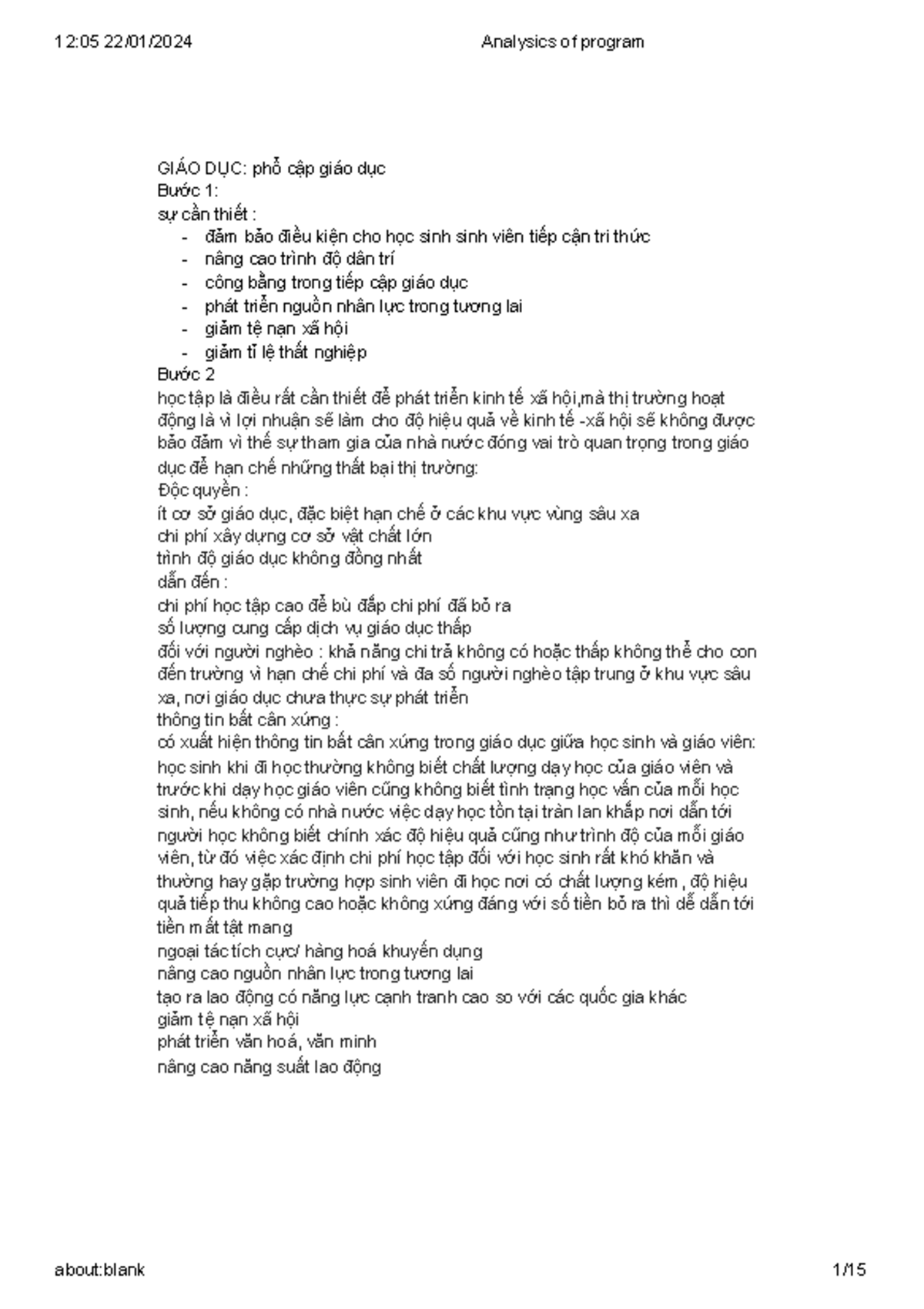 Analysics of programki - GIÁO DỤC: phổ cập giáo dục Bước 1: sự cần ...