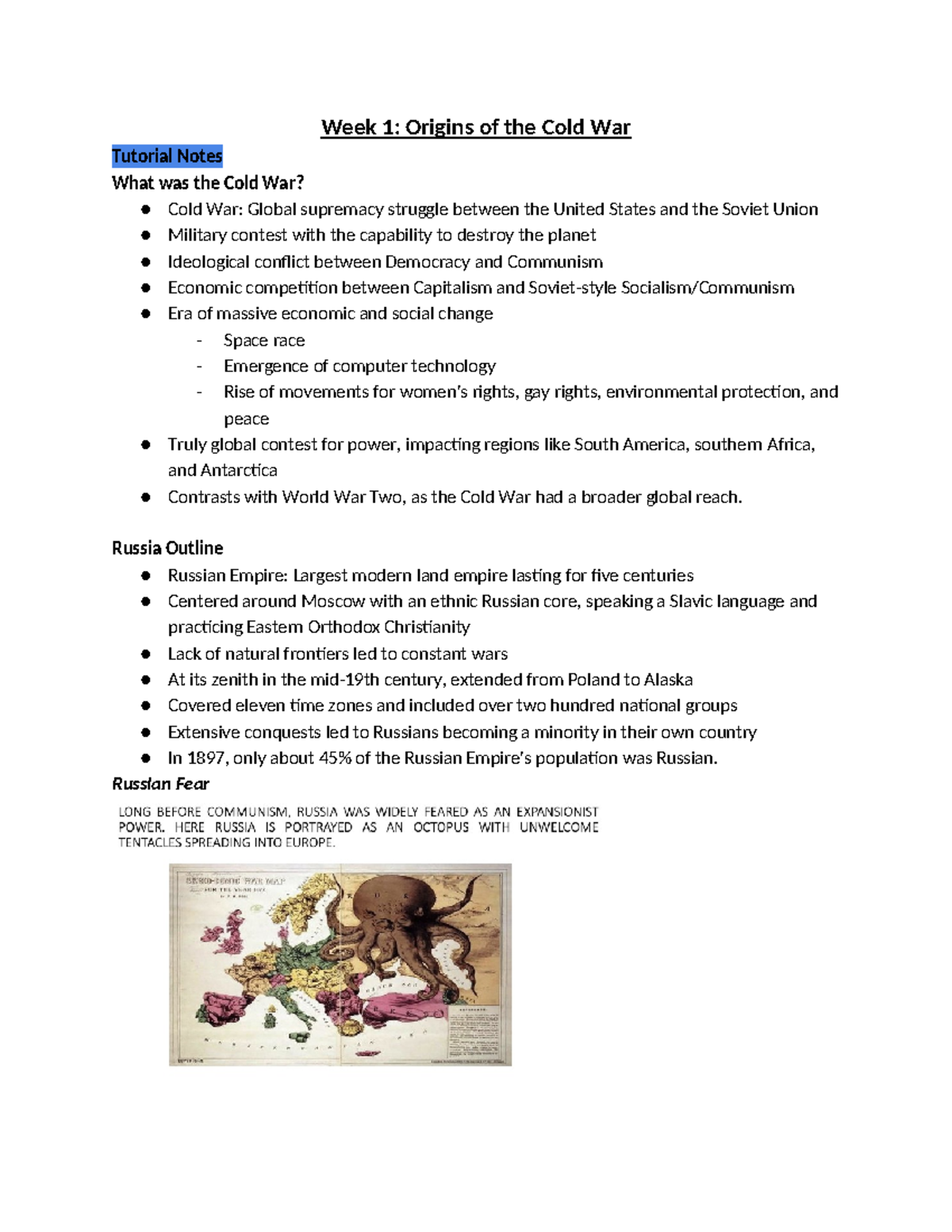 Week 1 The Origins of the Cold War - Week 1: Origins of the Cold War ...