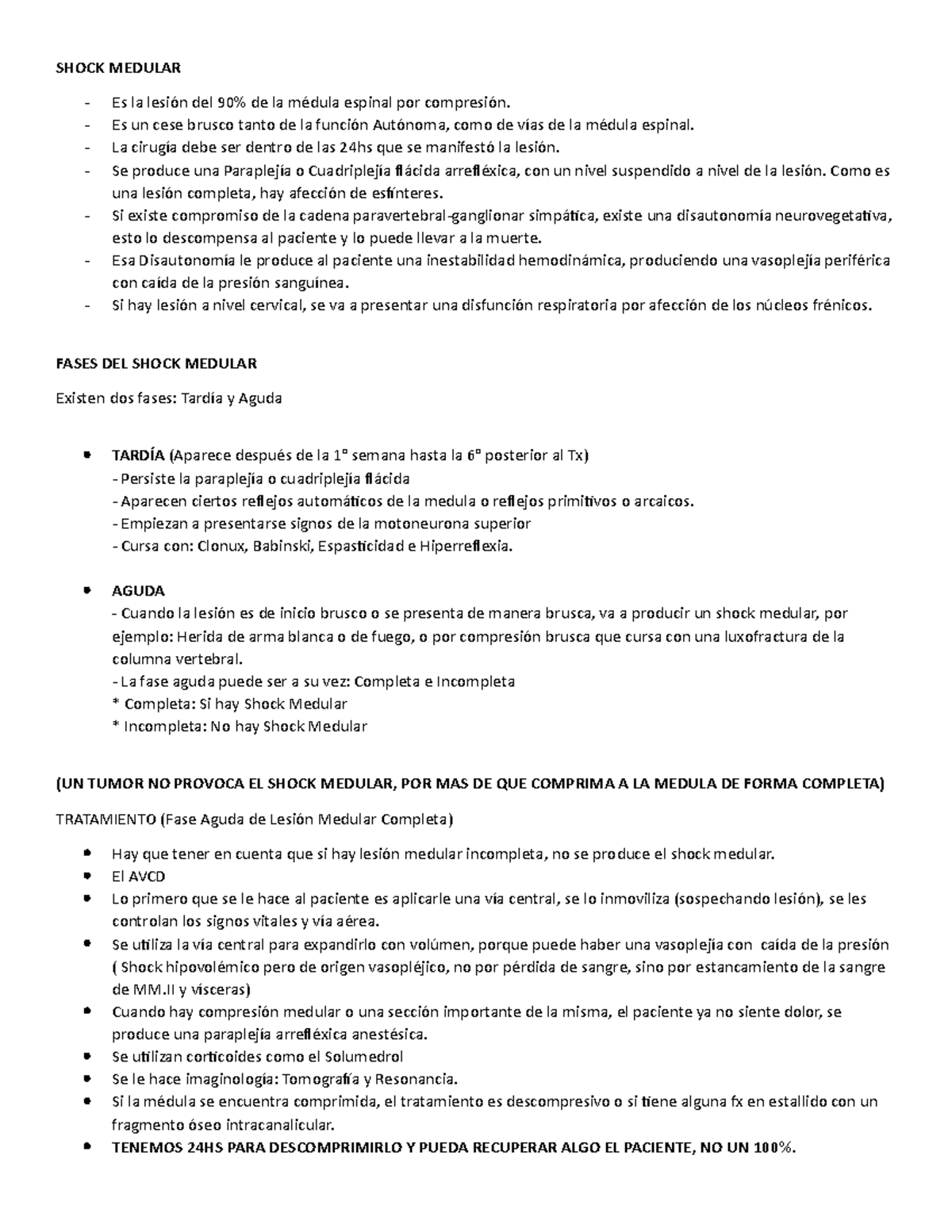 2. Shock Medular - SHOCK MEDULAR Es la lesión del 90% de la médula ...
