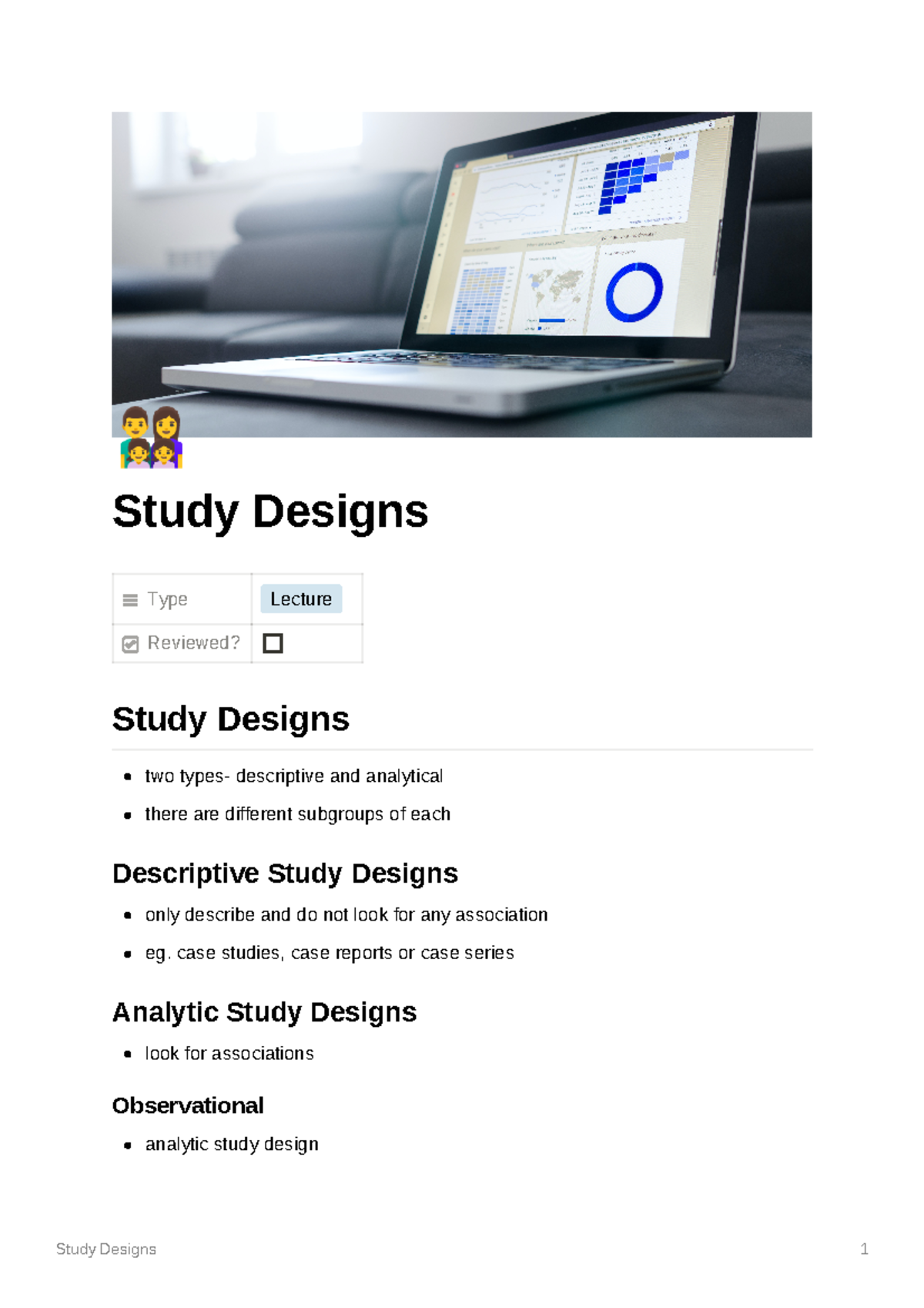 Study Designs - Study Designs Type Lecture Reviewed? Study Designs two ...