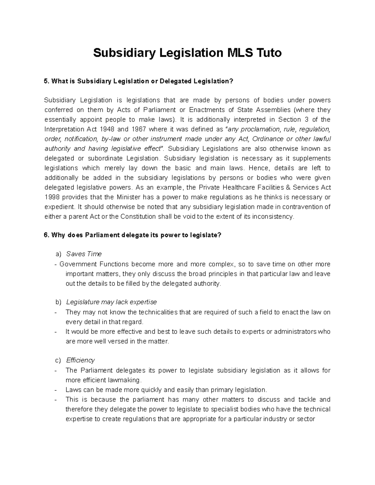 MLS TUTO WEEK 10 - Subsidiary Legislation MLS Tuto What is Subsidiary ...