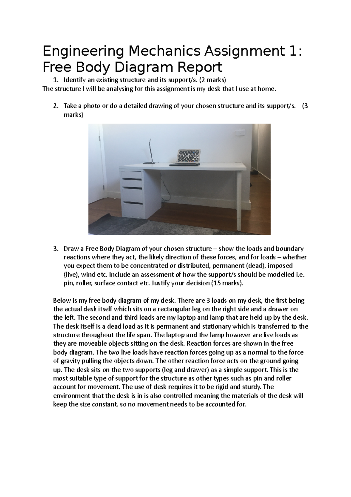 Eng Mechanics Assessment 1 - Engineering Mechanics Assignment 1: Free ...
