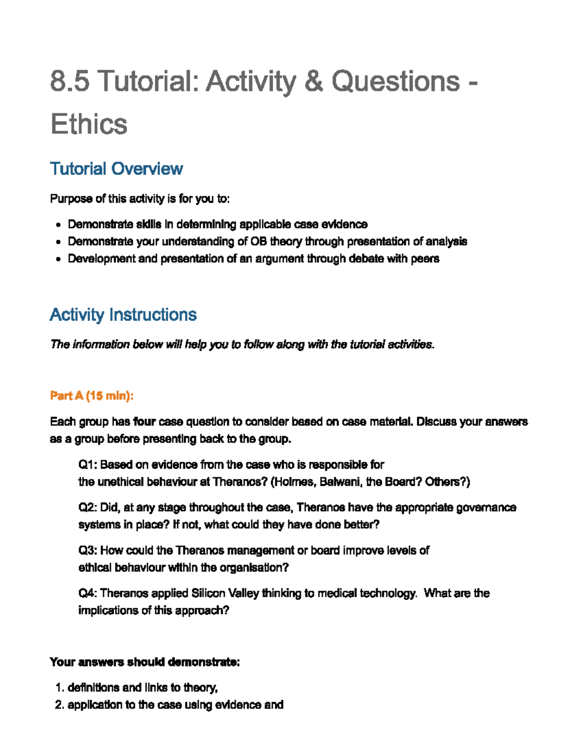 8.5 Tutorial Questions - 8 Tutorial: Activity Questions Ethics Tutorial ...