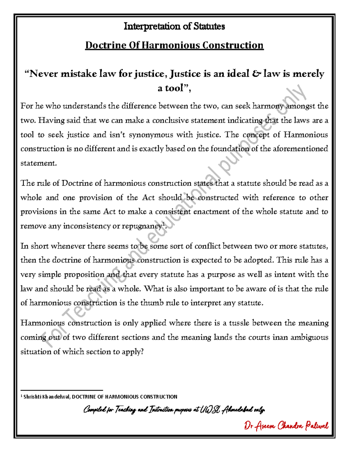 Interpretation of Statutes Study Notes Feb 2023 - Compiled for Teaching ...