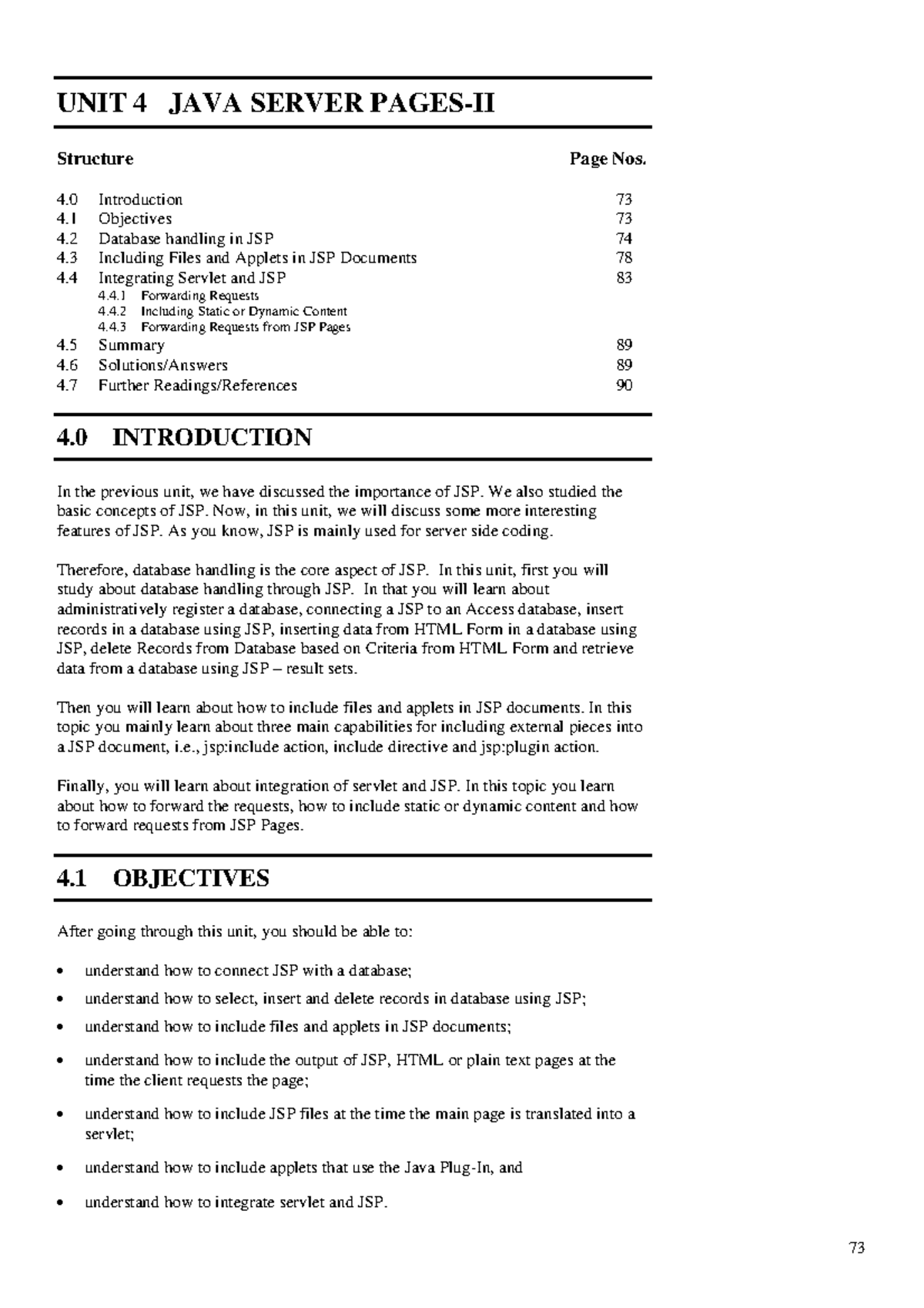 AIT Merged - Book mca - Java Server Pages-II UNIT 4 JAVA SERVER PAGES-II Structure Page Nos. 4 ...