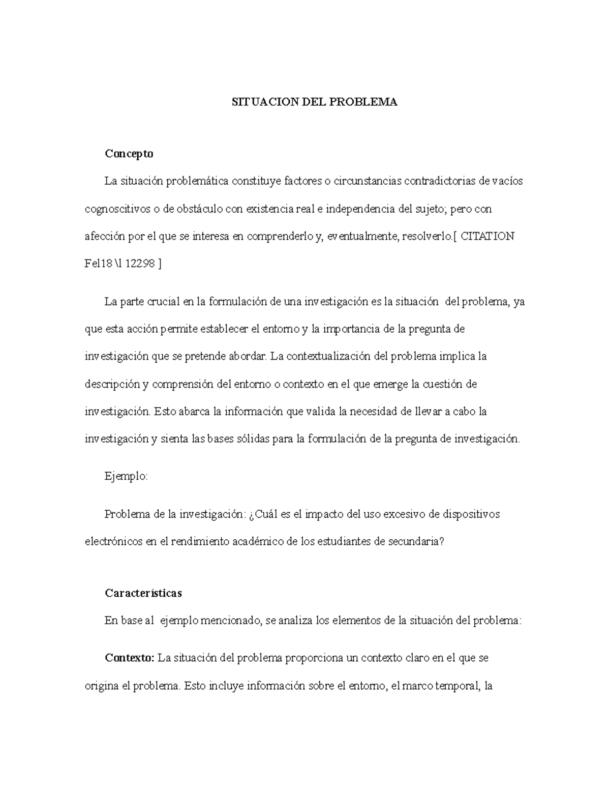 Situacion DEL Problema - SITUACION DEL PROBLEMA Concepto La situación ...