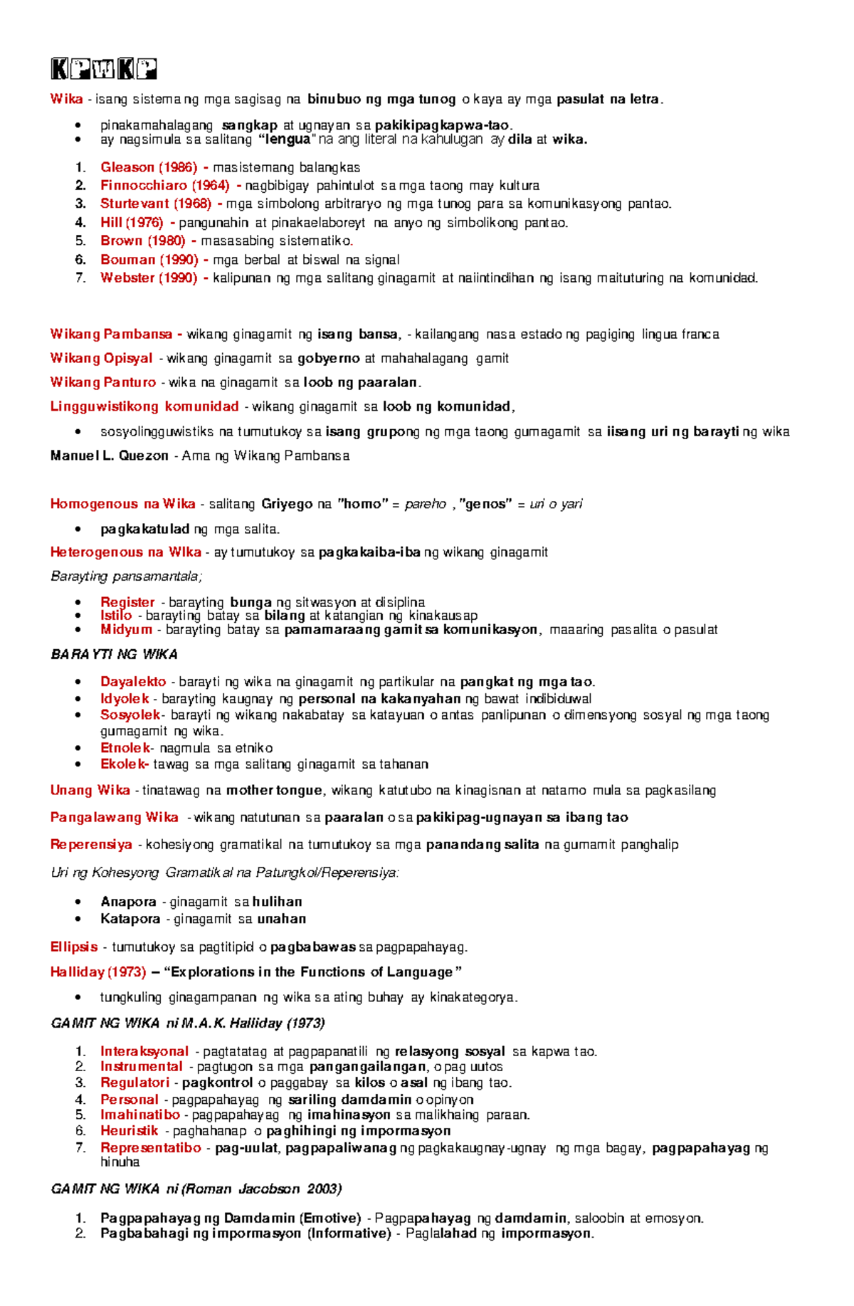 Reviewer- Kpwkp - summary of the topics in 1st quarter at 11th year in komunikasyon at ...