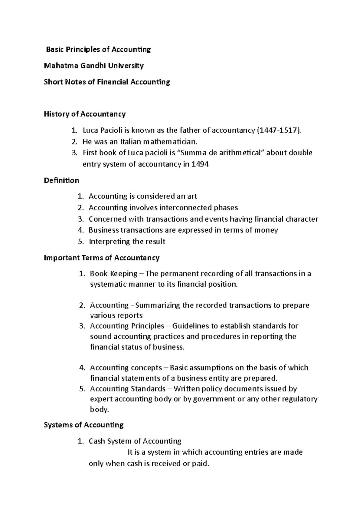 Basic principles of Accounting - Basic Principles of Accounting Mahatma ...