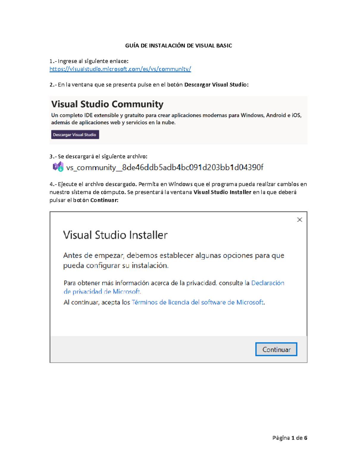 GUÍA DE Instalación DE Visual Basic - GUÍA DE INSTALACIÓN DE VISUAL ...