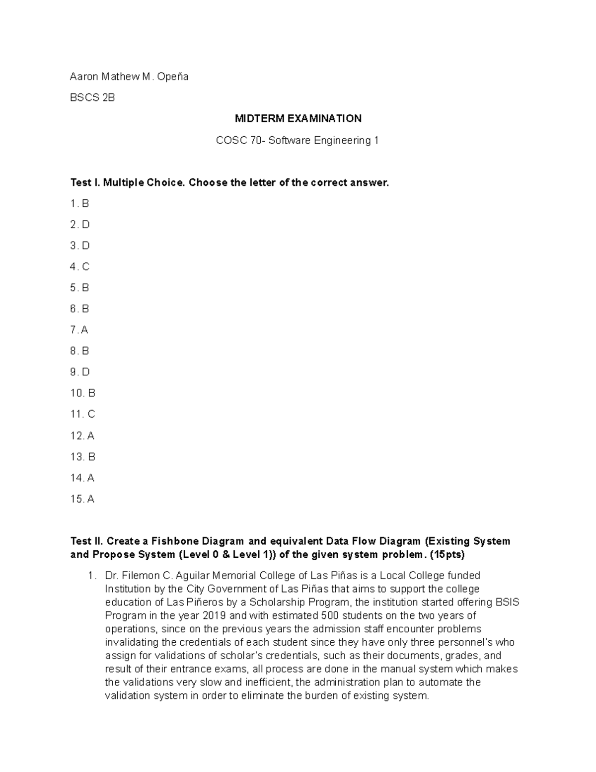 Midterm Examination COSC 70 Opeña - Aaron Mathew M. Opeña BSCS 2B ...