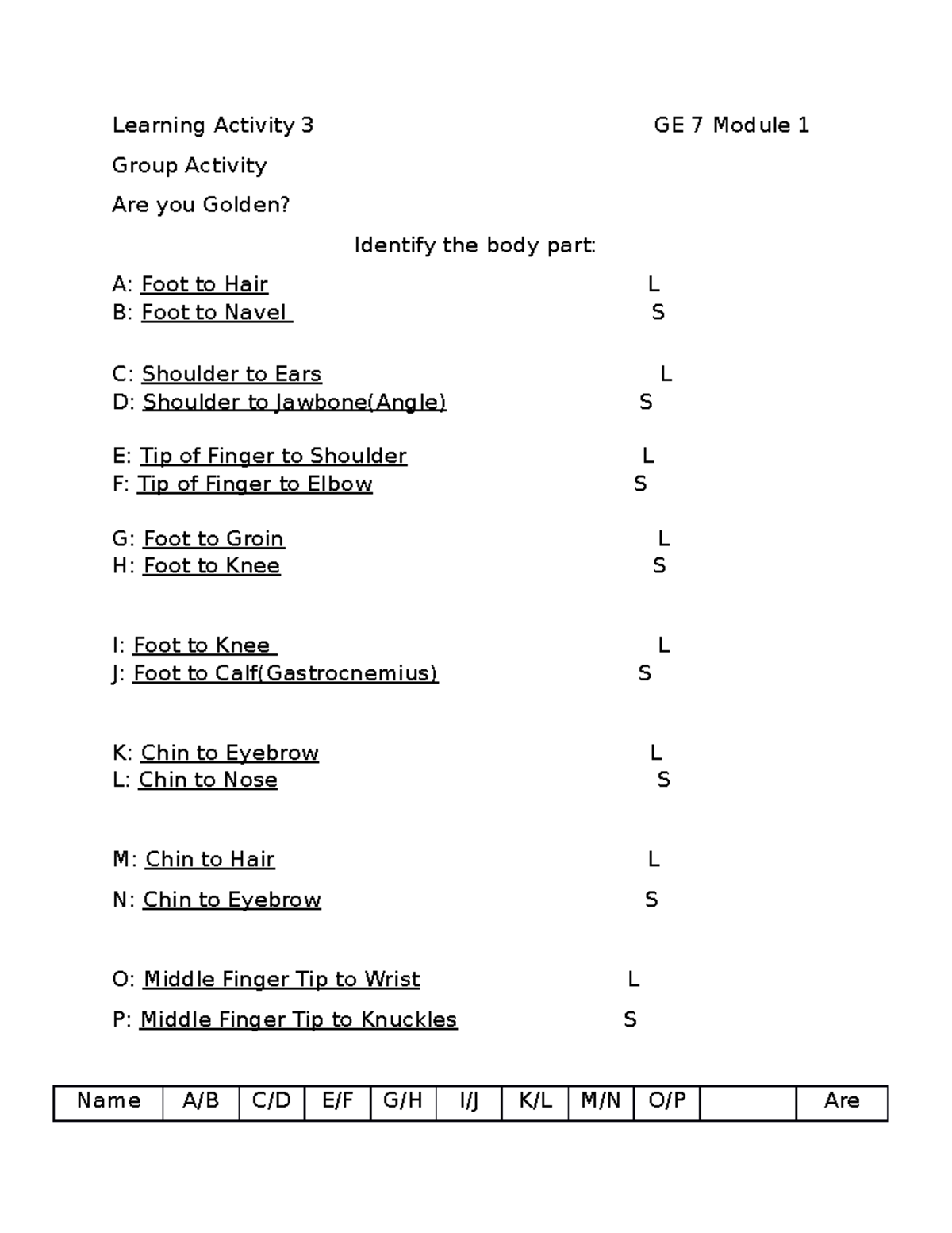 Learning Activity 3 GE 7 Module 1 - Learning Activity 3 GE 7 Module 1 Group Activity Are you ...