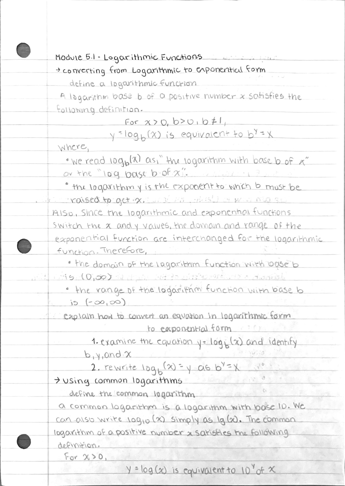 Module 5- Logarithmic Functions - MAT 1073 - Studocu