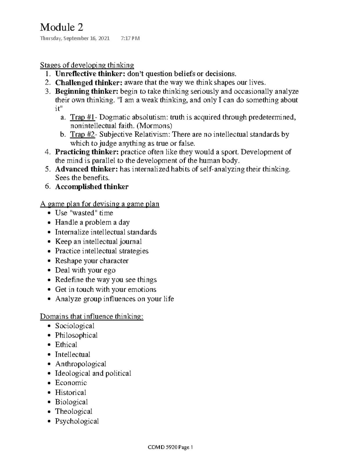 Module 2 - Lecture notes 2 - COMD 5920 - USU - Studocu