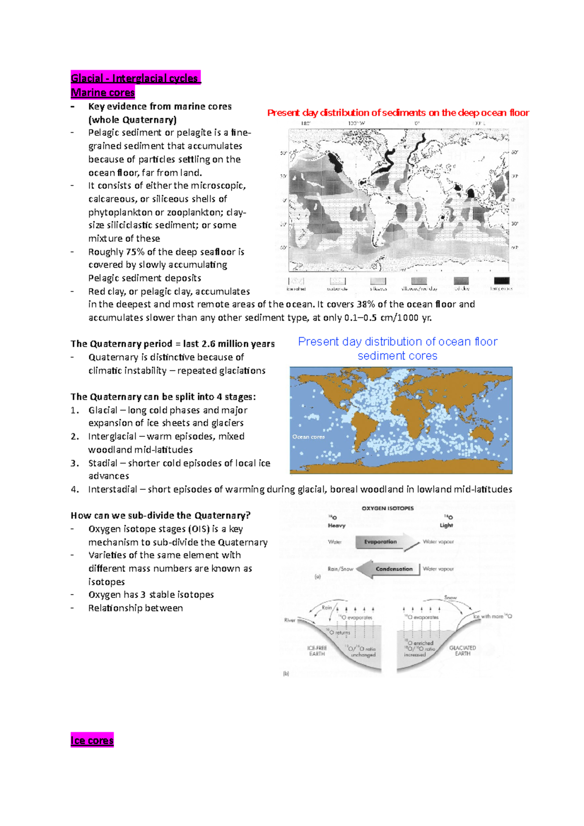 14. Interglacial cycles - Glacial - Interglacial cycles Marine cores ...