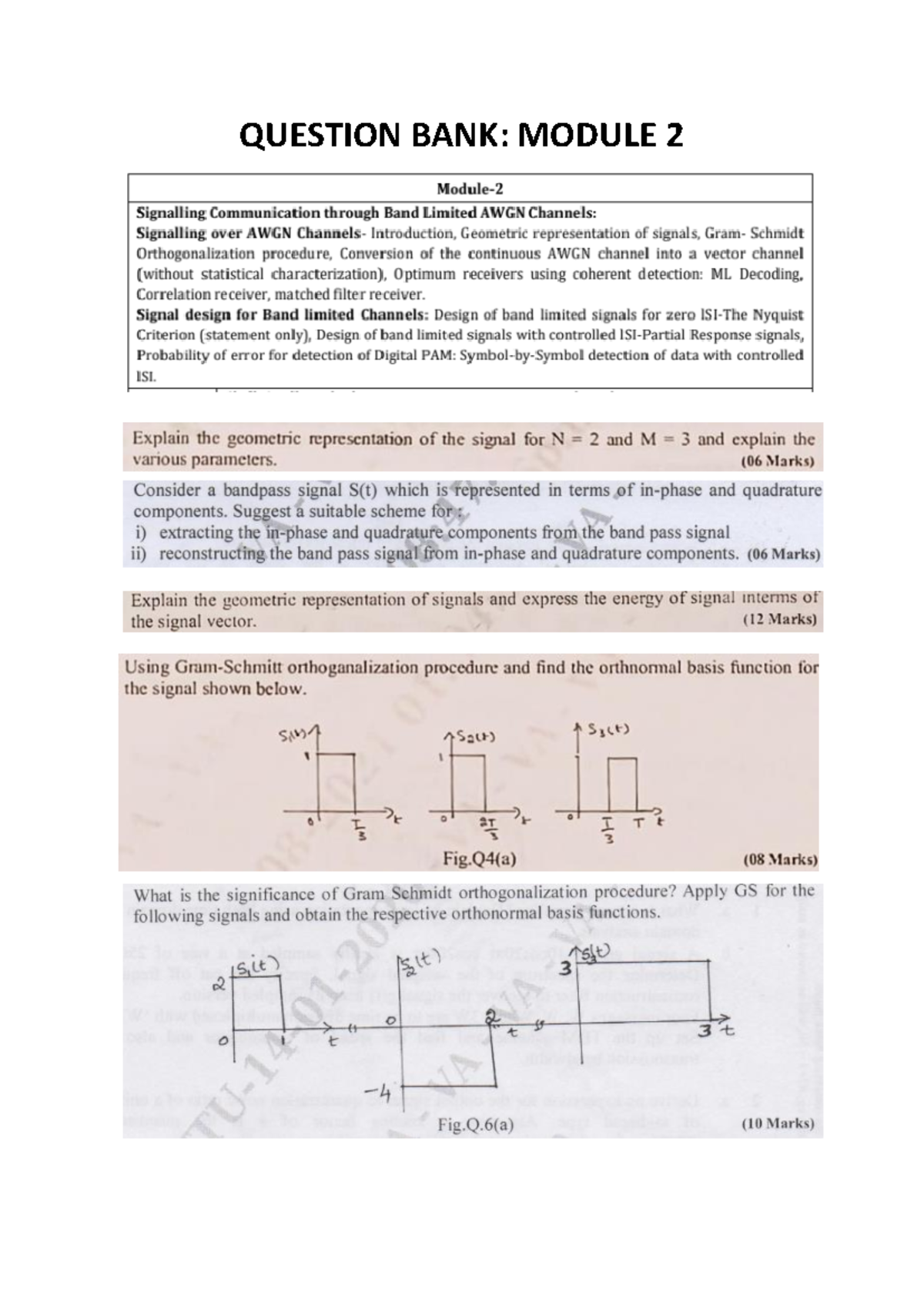 Question BANK DC module 2 - QUESTION BANK: MODULE 2 Signalling Communication through Band ...