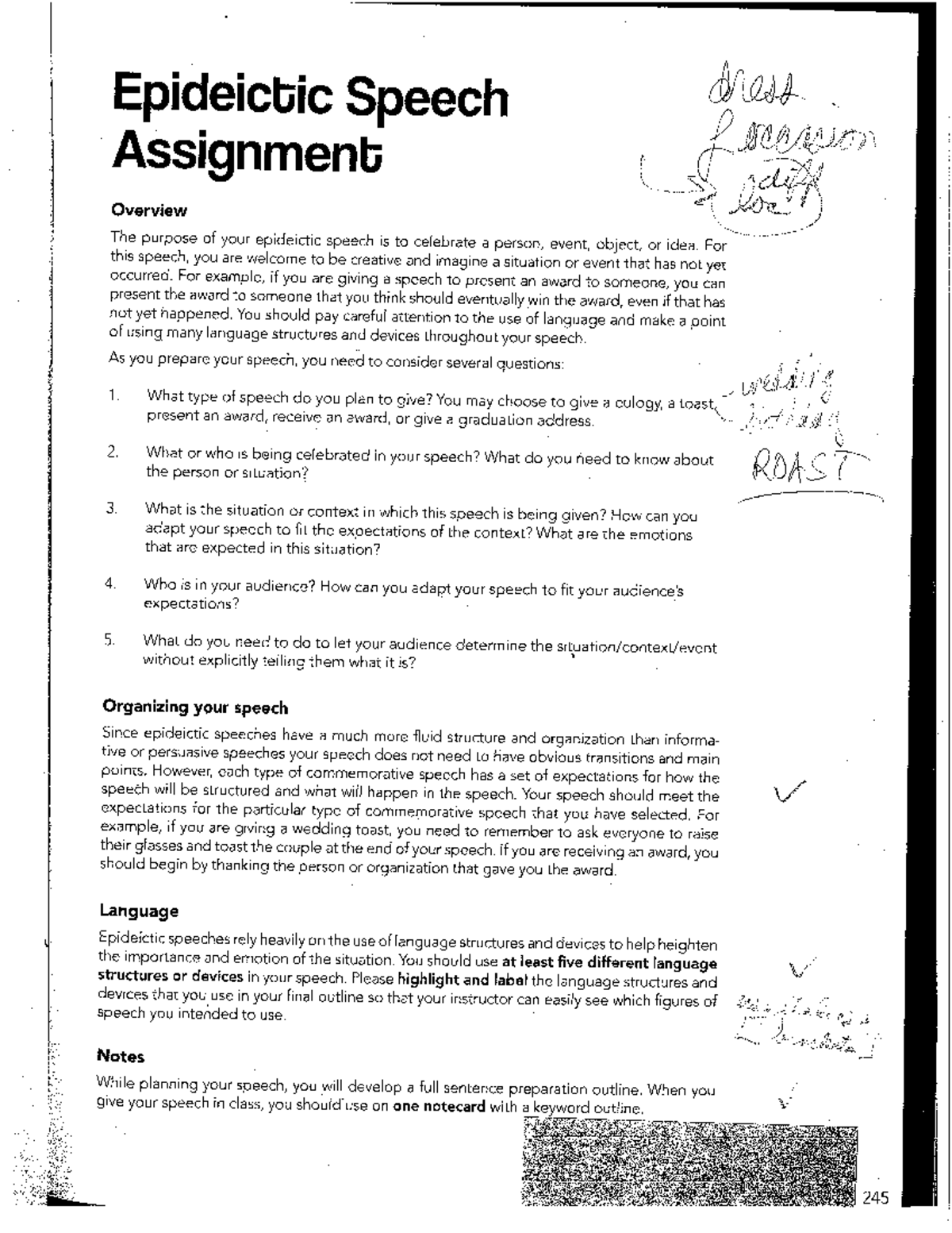 COM 304 Epideictic Speech Teacher Notes Packet - COM 304 - Studocu