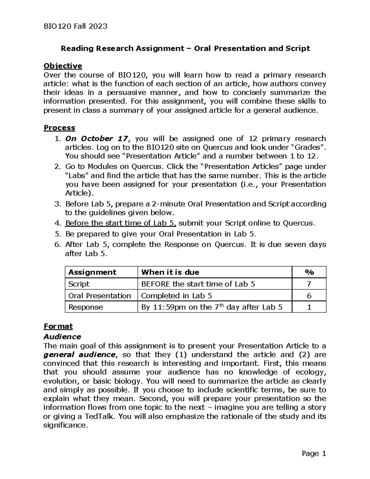 Reading Research Assignment Instructions F2023 - Reading Research Assignment – Oral Presentation ...
