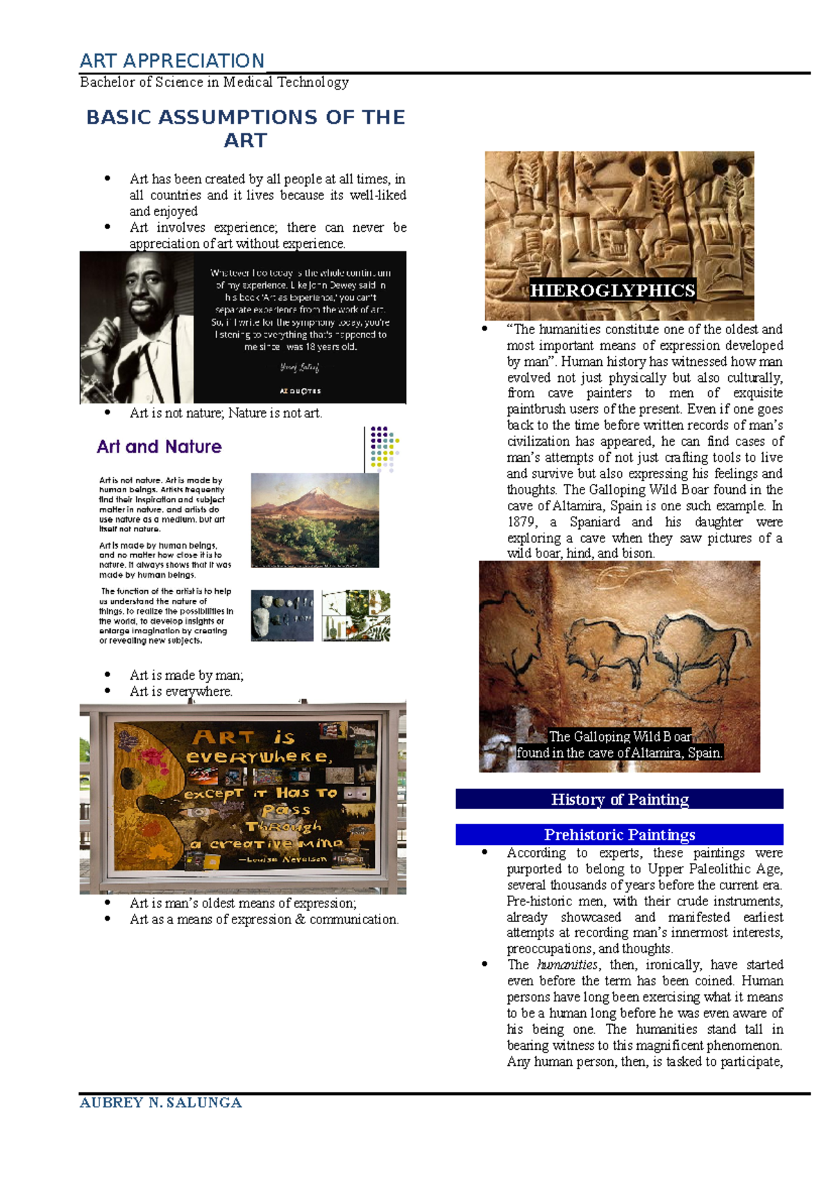 ARTA WEEK 2 Basic Assumptions OF THE ART - ART APPRECIATION Bachelor of ...