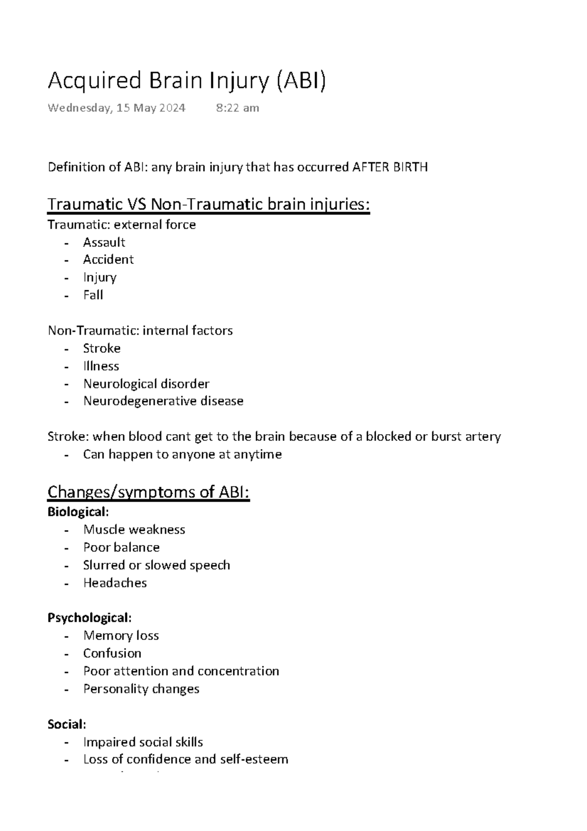 Acquired Brain Injury (ABI) - Definition of ABI: any brain injury that ...