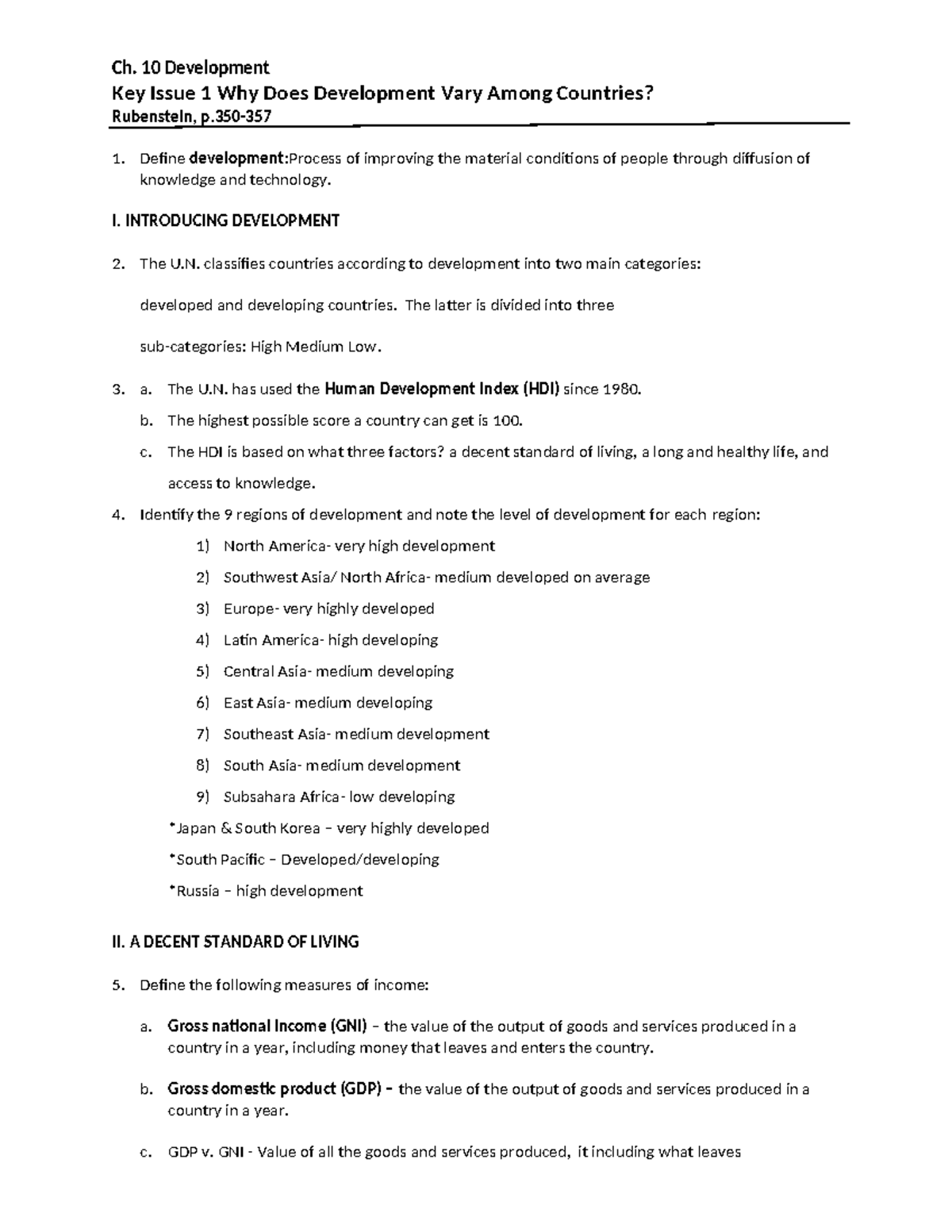 Aphug 10.1 Reading Notes - Ch. 10 Development Key Issue 1 Why Does ...