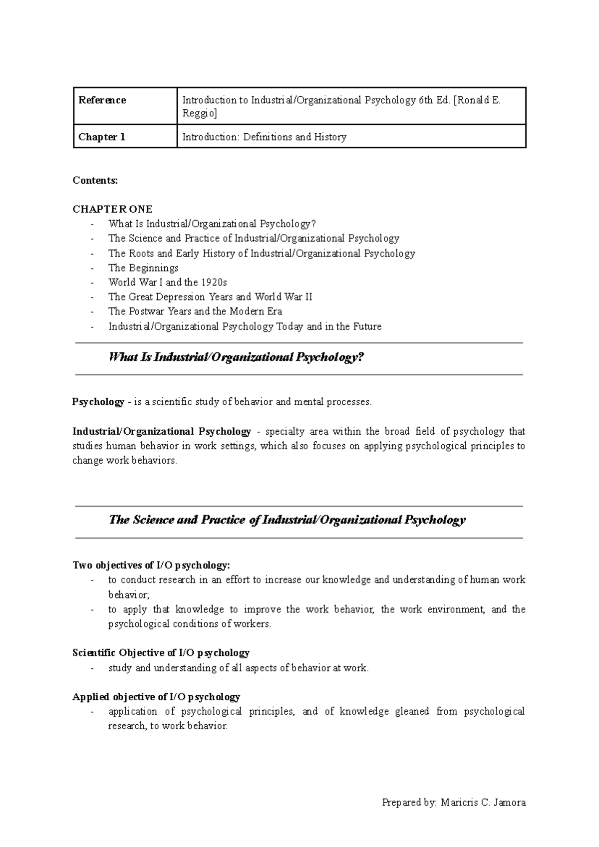 I O Psych (Chapter 1) - Contents: CHAPTER ONE - What Is Industrial ...