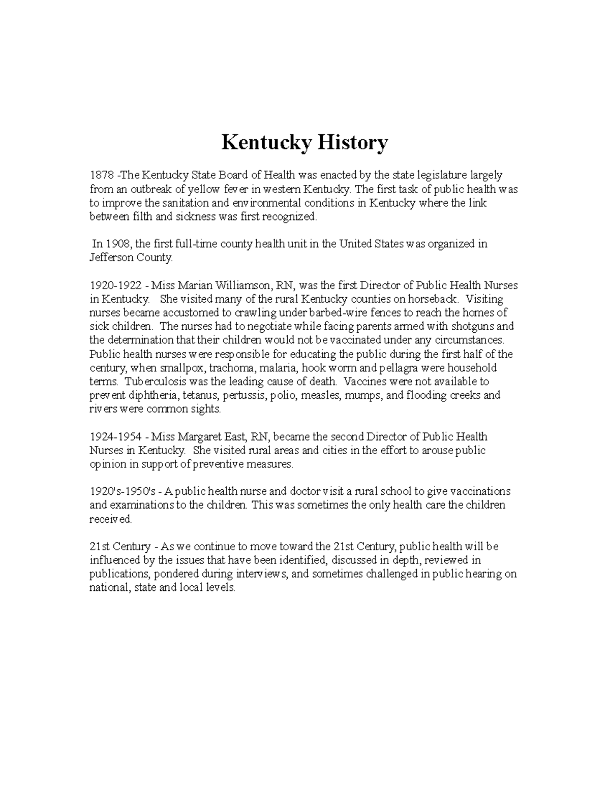 Kentucky History - Lecture notes 1 - Kentucky History 1878 -The ...