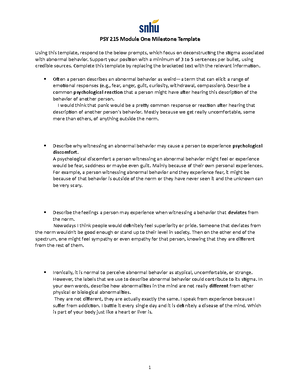 PSY 108 Module 3-2 Activity - PSY 108 Module Three Activity In the ...