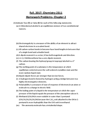 Homework Chapter 1 - Fall, 2017- Chemistry 2311 Homework Problems ...