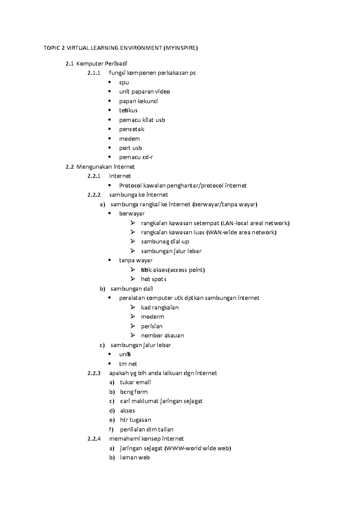 Topic 2 Ringkasan Virtual Learning Environment - business and ...