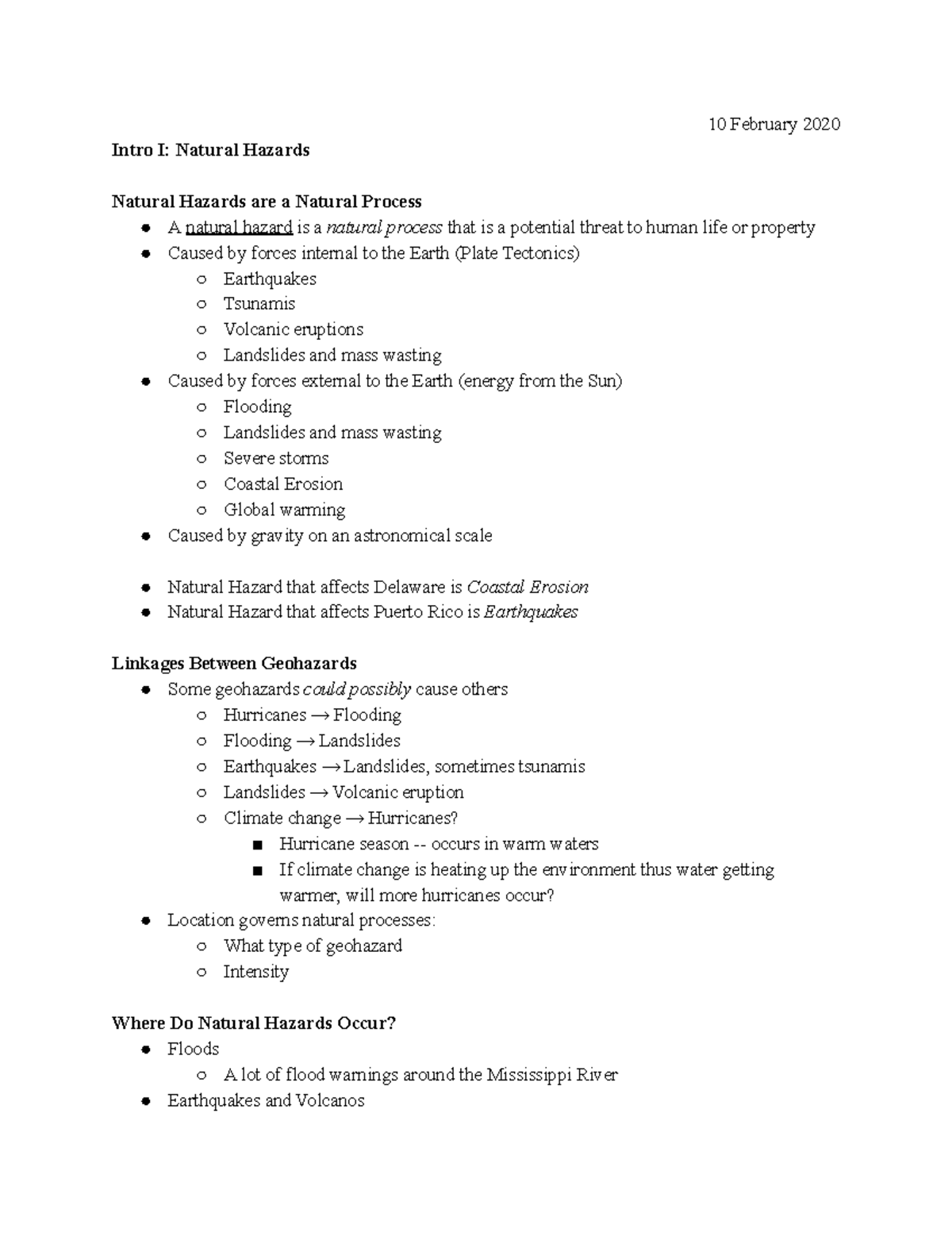 Natural Hazards - Claire O'Neal - 10 February 2020 Intro I: Natural ...