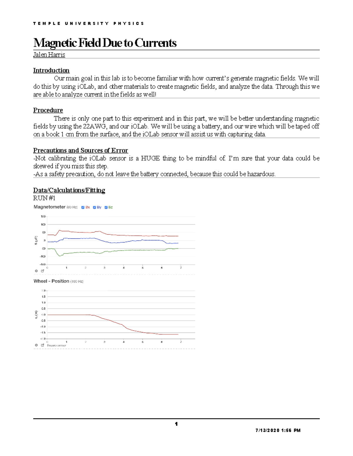 Lab 7 Magnetic Field Due to Currents-2 - Magnetic Field Due to Currents ...