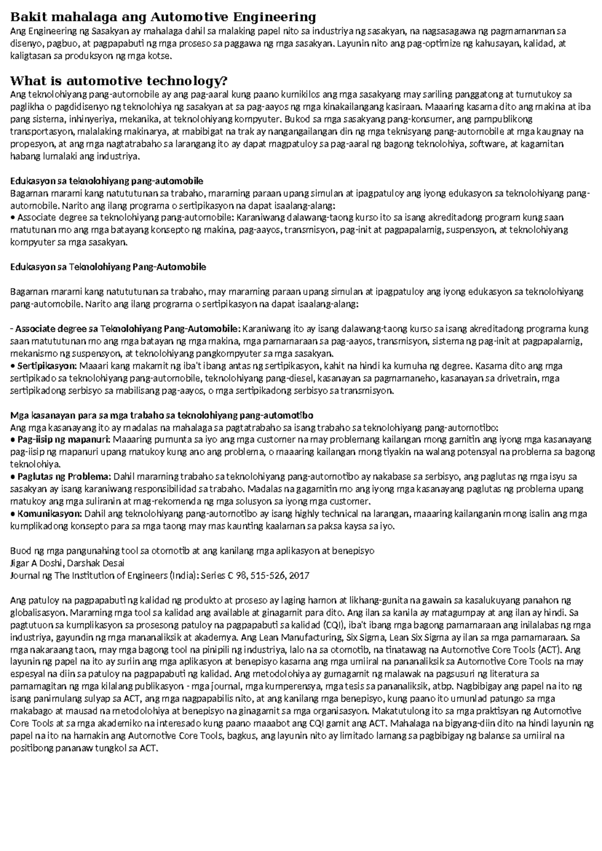 automotive research - Bakit mahalaga ang Automotive Engineering Ang ...