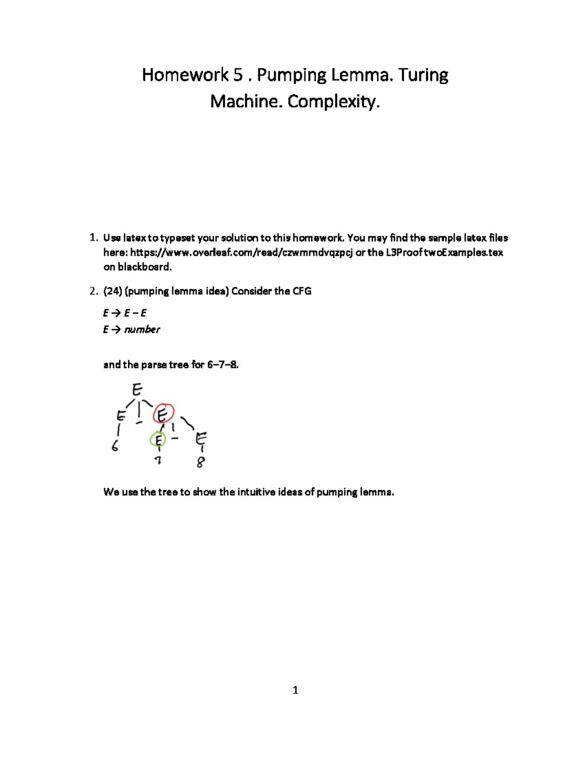 CS 3383 Homework 5 - Homework 5. Pumping Lemma. Turing Machine ...