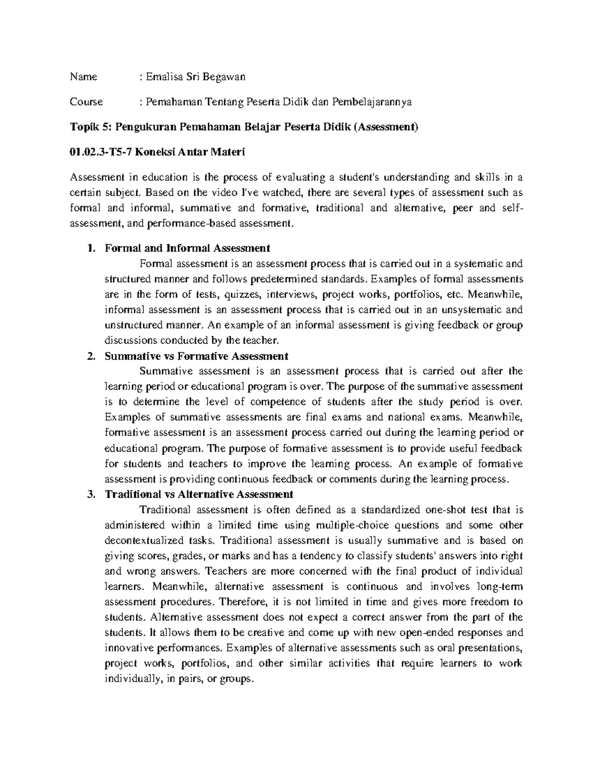 Topik 5 Koneksi Antar Materi Pengukuran Pemahaman Belajar Peserta Didik ...