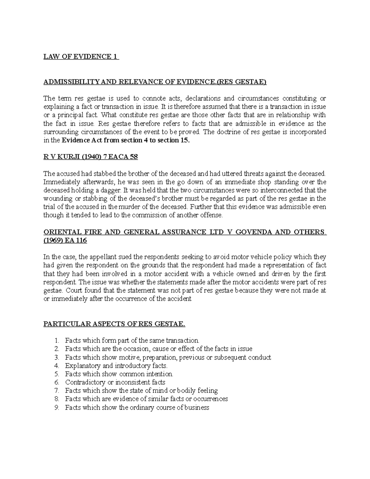 LAW OF Evidence - LAW OF EVIDENCE 1 ADMISSIBILITY AND RELEVANCE OF ...