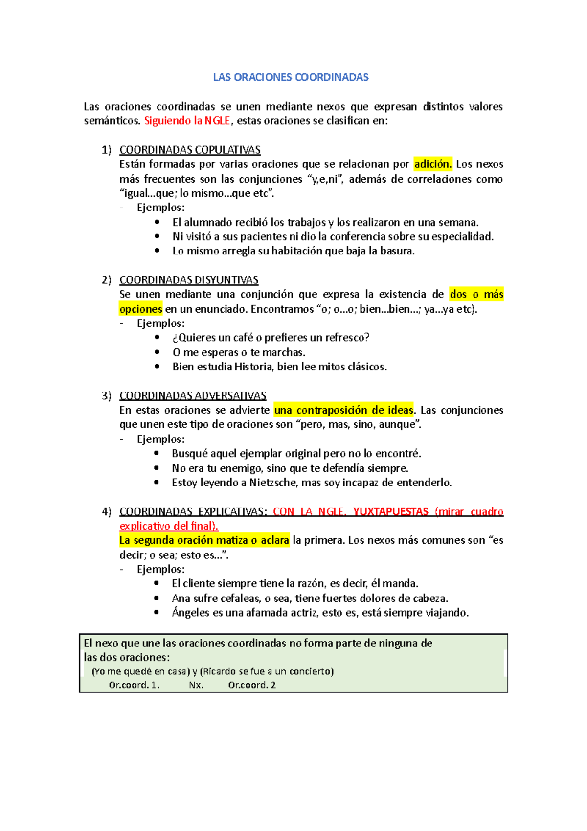 Coordinadas - aaaaa - LAS ORACIONES COORDINADAS Las oraciones ...