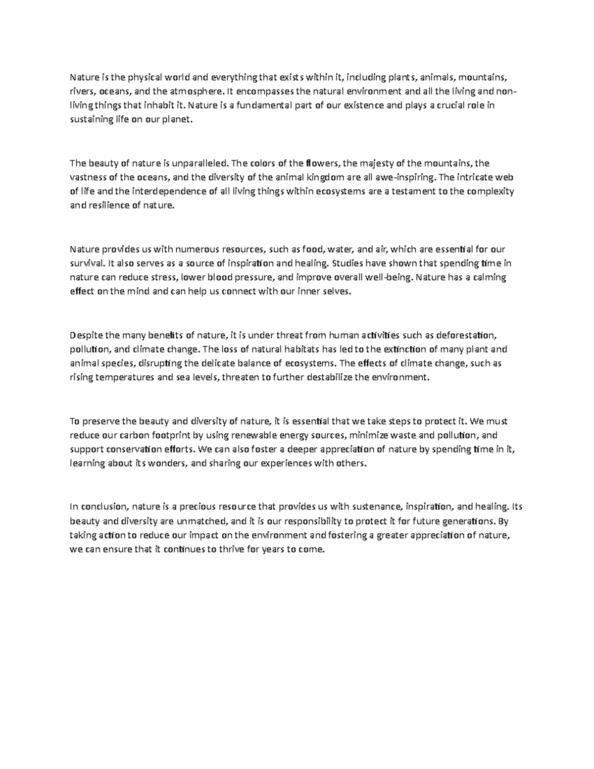 Nature 4 - Essay - Nature is the physical world and everything that ...