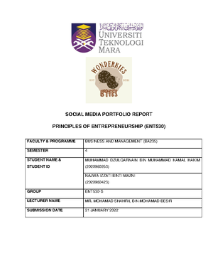 Case study ENT530 Group Assignment - CASE STUDY: COMPANY ANALYSIS ...