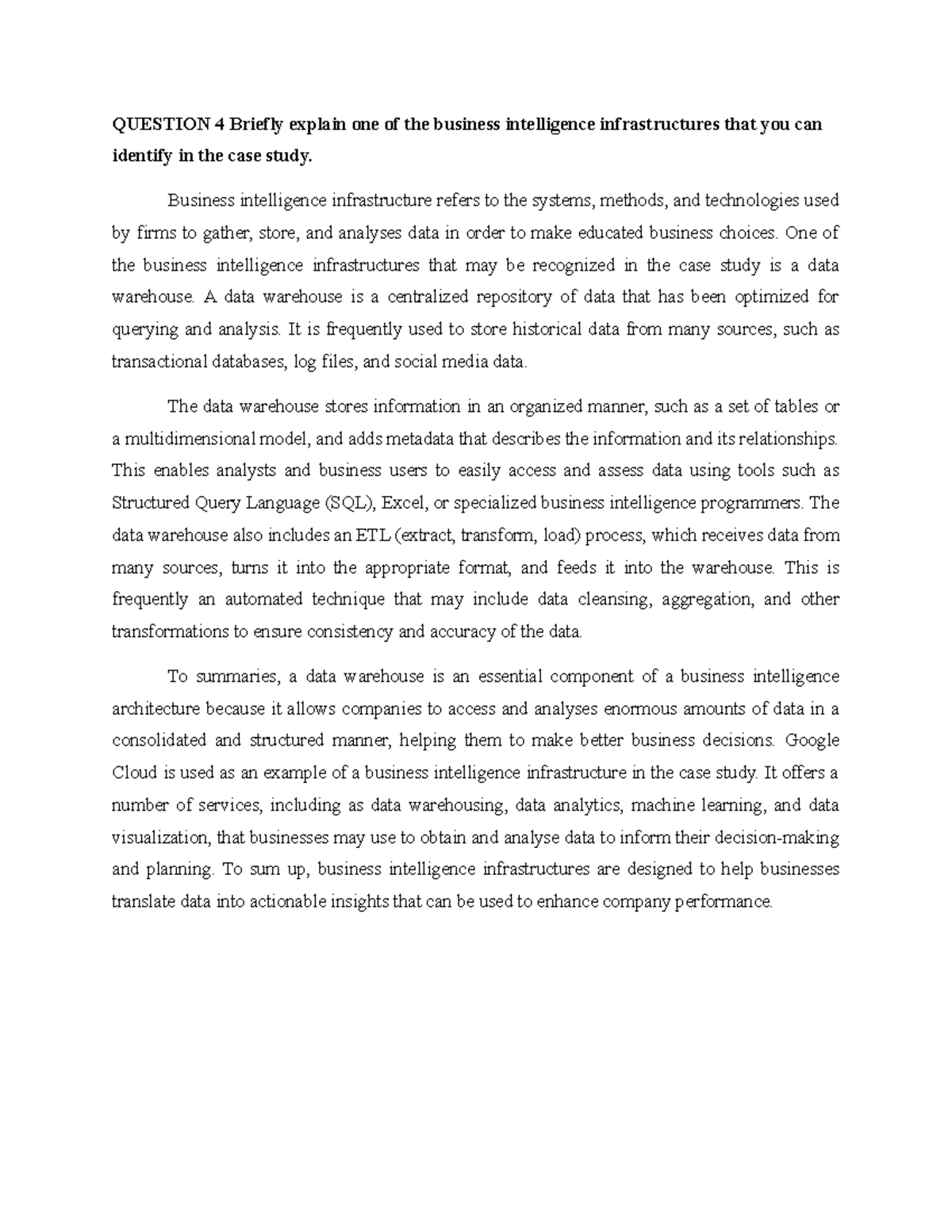 Question 4 CSC408 - Check first is it right or not - QUESTION 4 Briefly ...