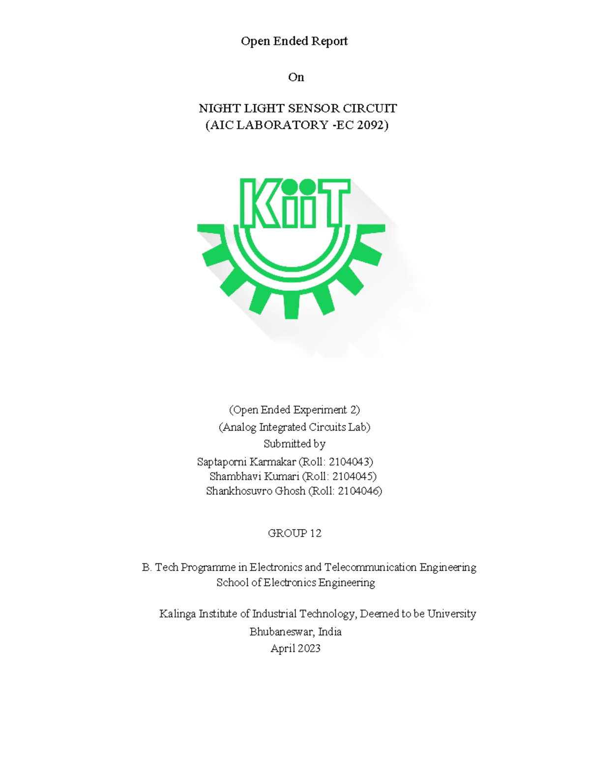Open Ended 2 - Tech Programme in Electronics and Telecommunication ...