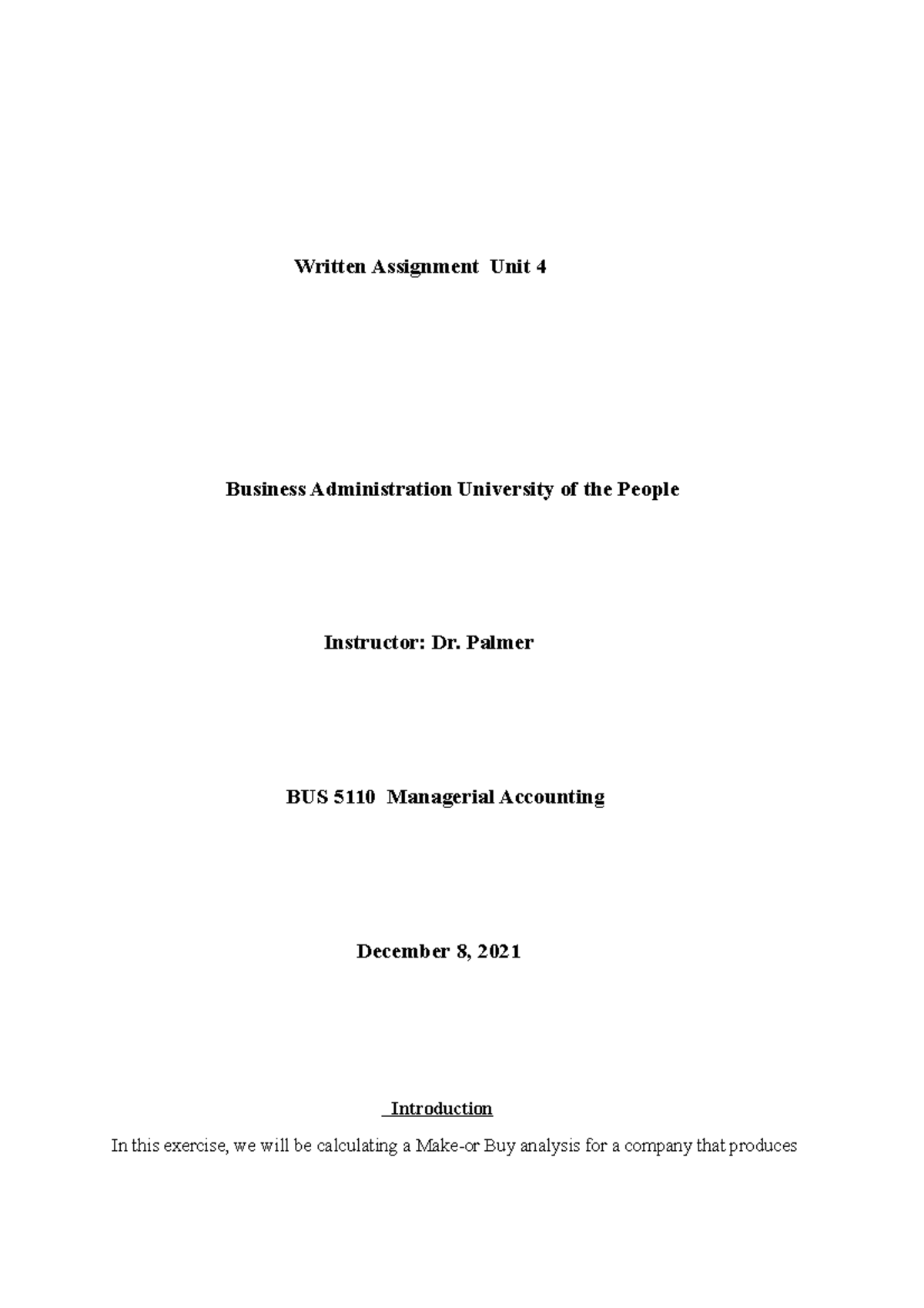 Written Assignment Unit 4C - Written Assignment Unit 4 Business ...