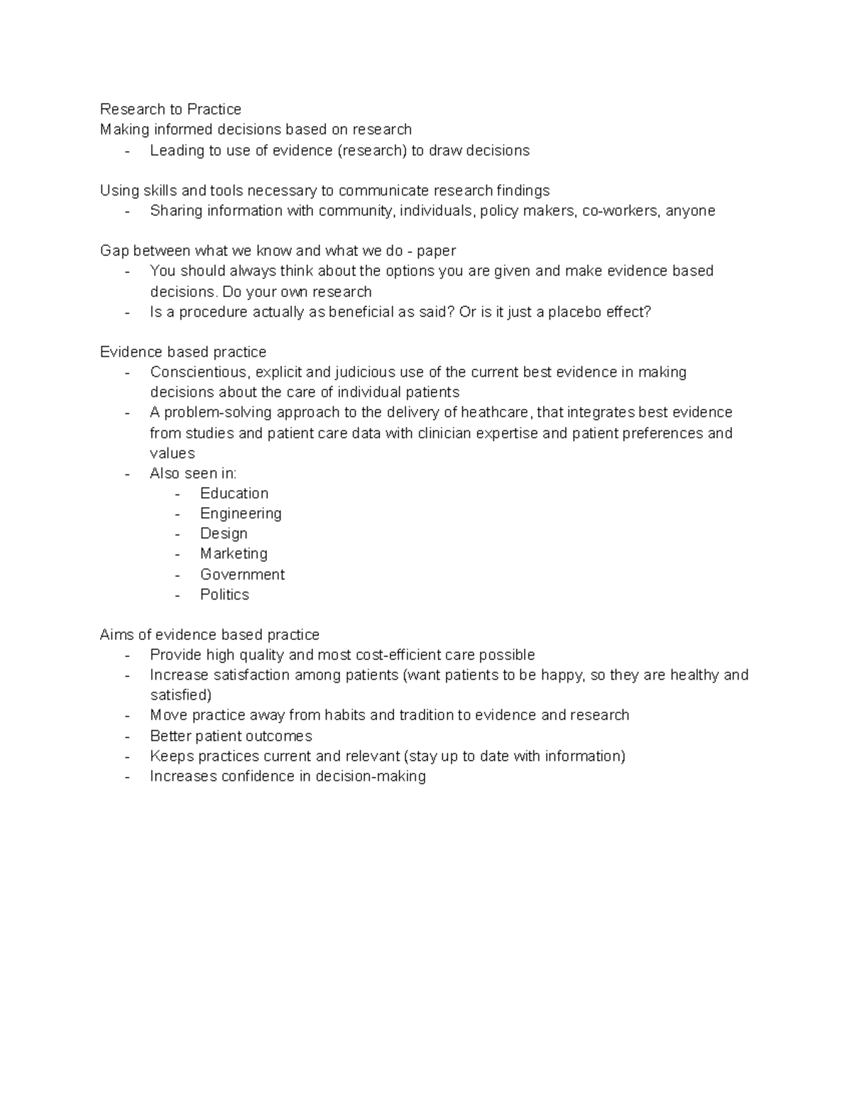 LEC 3- Evidence based practice - Research to Practice Making informed ...