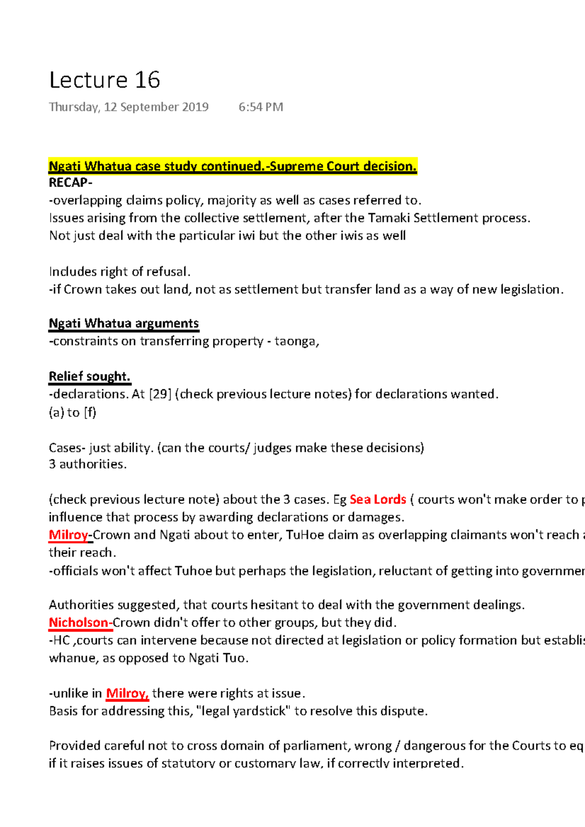 Lecture 16 - BORA - Warning: TT: undefined function: 32 Ngati Whatua case study continued ...