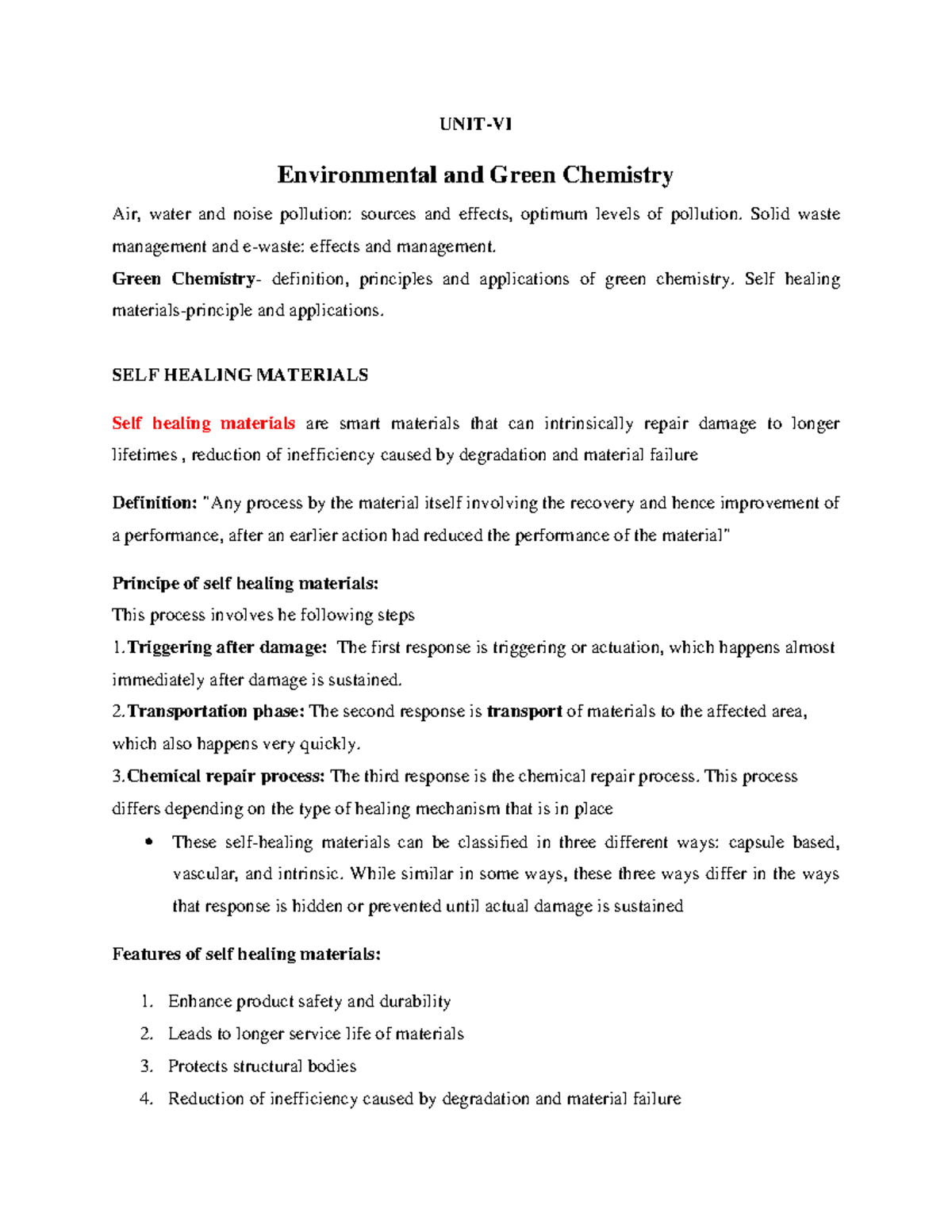 Ec 6 - Good Chemistry Notes - UNIT-VI Environmental and Green Chemistry ...