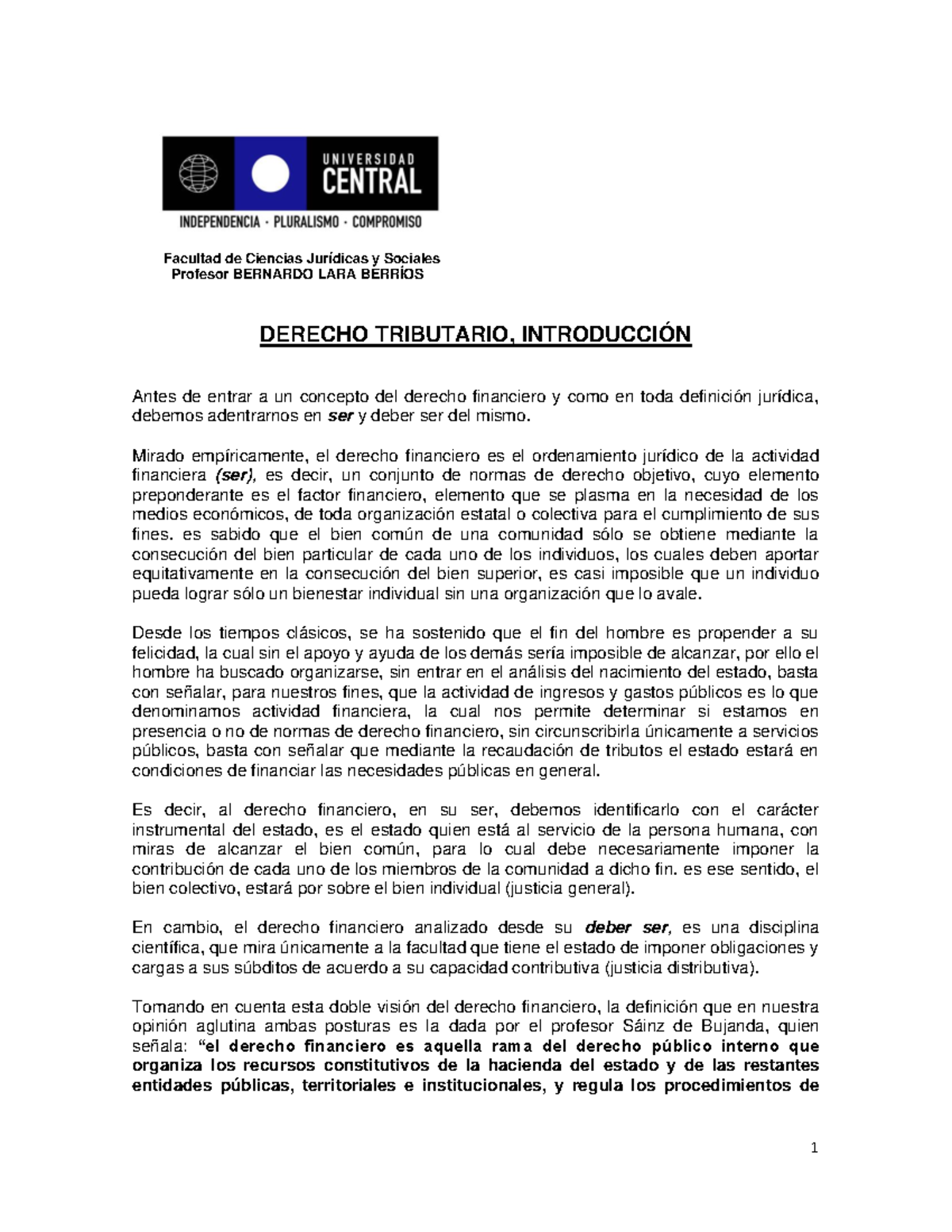 Derecho Tributario, parte general - B - Warning: TT: undefined function: 32 Facultad de Ciencias ...
