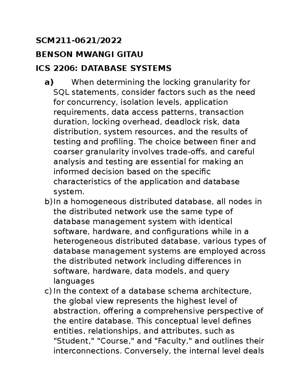 SCM211 - java - SCM211-0621/ BENSON MWANGI GITAU ICS 2206: DATABASE ...